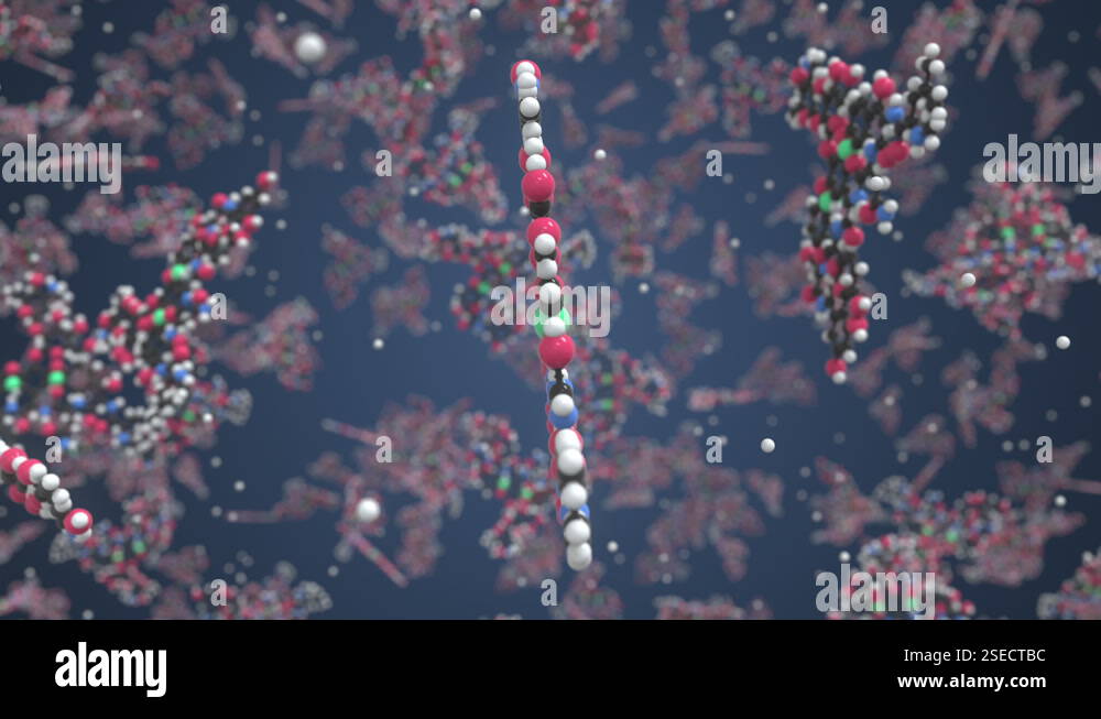 Molecule of Vancomycin. Molecular model, looping seamless 3d animation ...