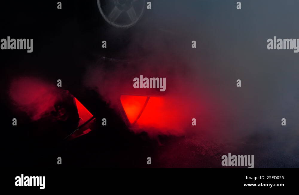 Car Crash Traffic Accident Scene: burning, smoking car after a road ...