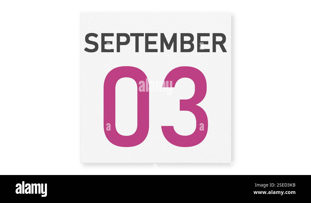 September 4 date behind crumpled paper page of a calendar, 3d animation ...