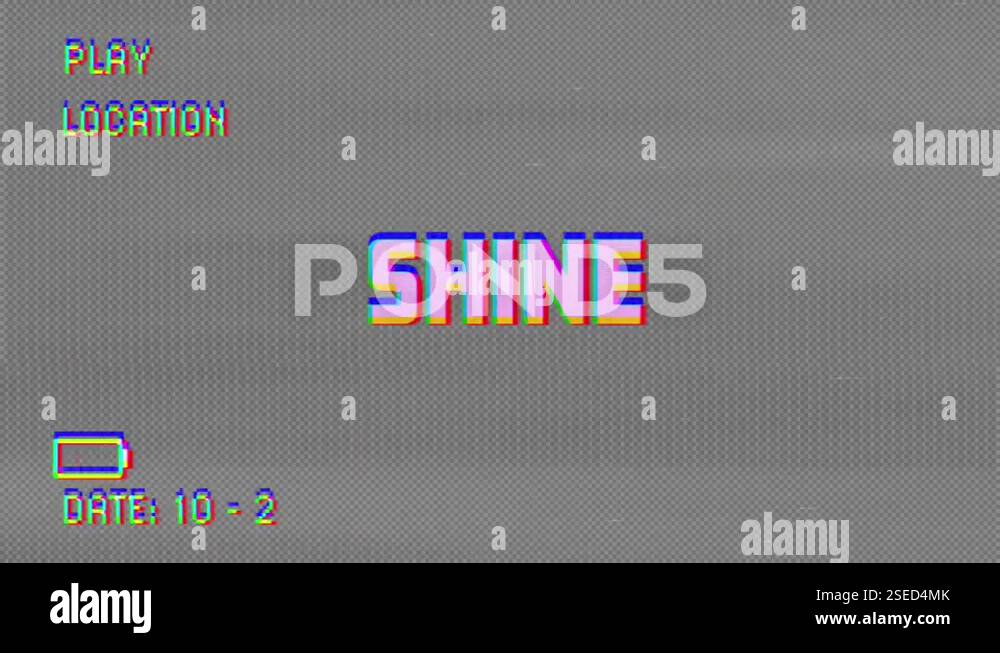 Digital animation of glitch vhs effect over shine text against black ...