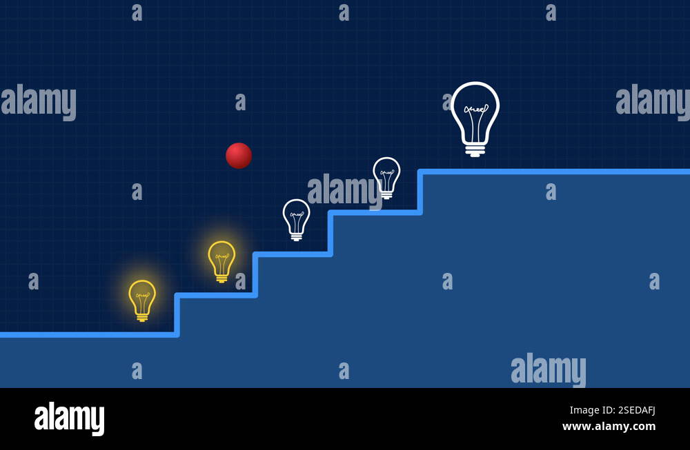 Idea Steps Illustration with Bulb or Business Strategy Ladder Animation ...