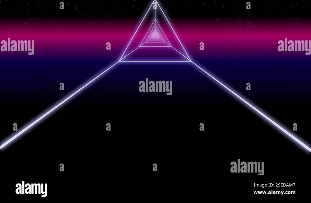 synthwave triangle tunnel Background 3d render Stock Video Footage - Alamy