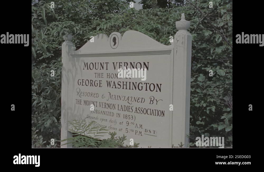 1950s: A sign for Mount Vernon, where visitors gaze upon the final ...