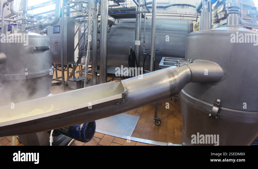 Factory for the production of butter. Automated line. Food production ...
