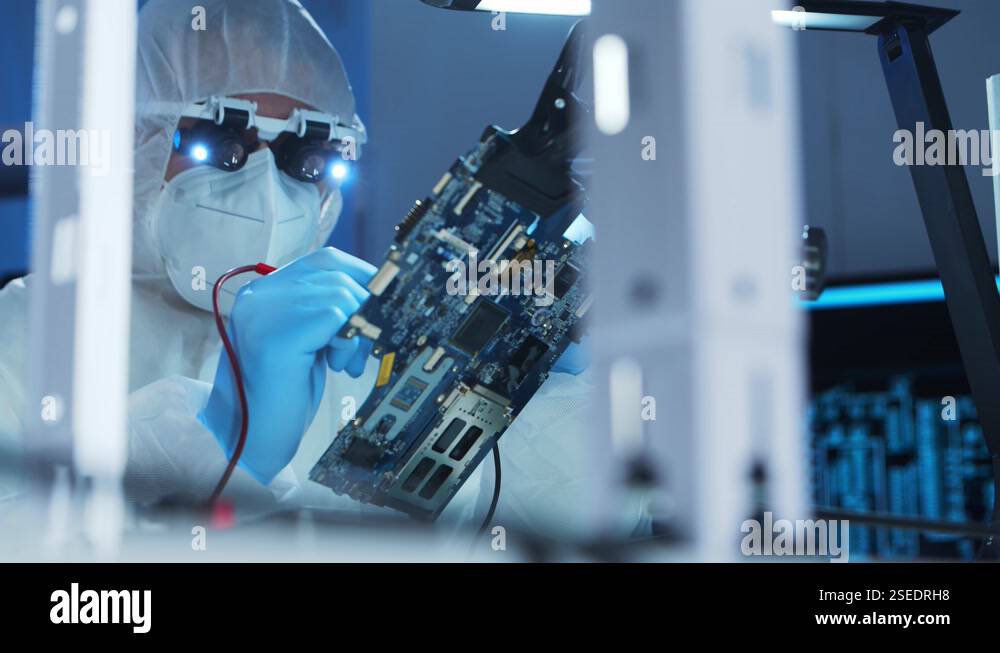 Professional engineer is developing a modern microprocessor in a ...