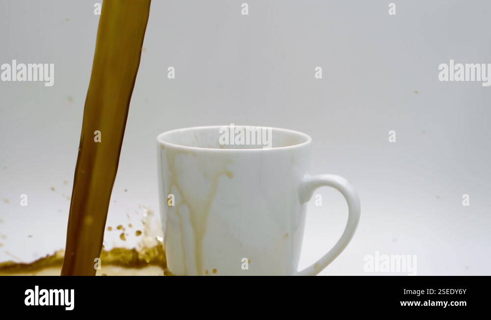 Messy Coffee Pour Missing Cup Close Up Slow Motion Stock Video Footage ...