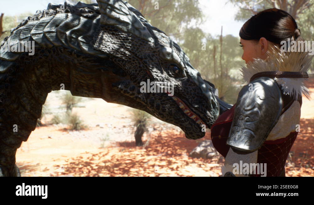 The warrior girl and her beloved dragon met after a long separation ...