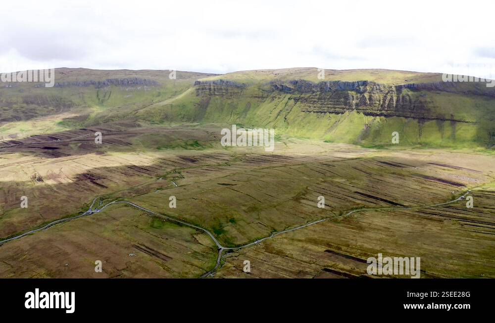 Aerial view of the mountain area between Benbulbin and Benwisken in ...