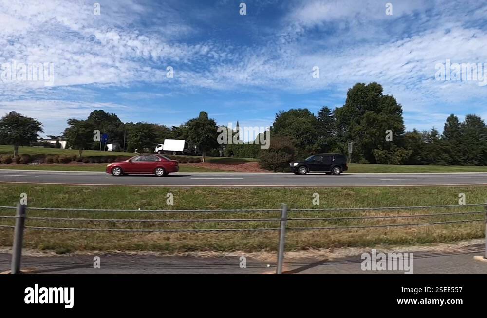 POV side view traffic on interstate Highway 78 - wire guide barrier and ...