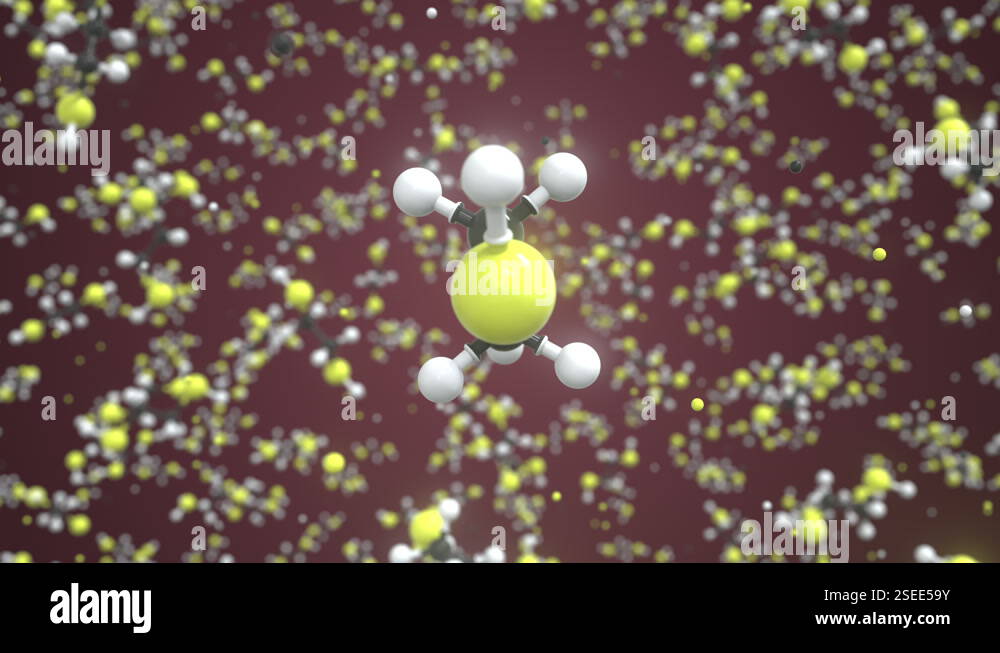 Molecule of 1,2-ethanedithiol, conceptual molecular model. Conceptual ...