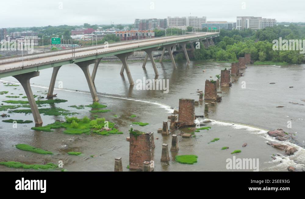 James River Bridge, Route 95, in Richmond Virginia, USA. Destruction ...