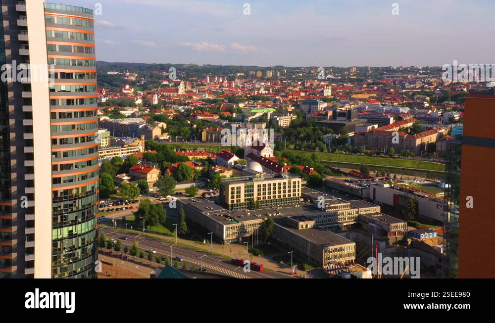 Europa Tower In Modern Business Center Of Vilnius In Lithuania During ...