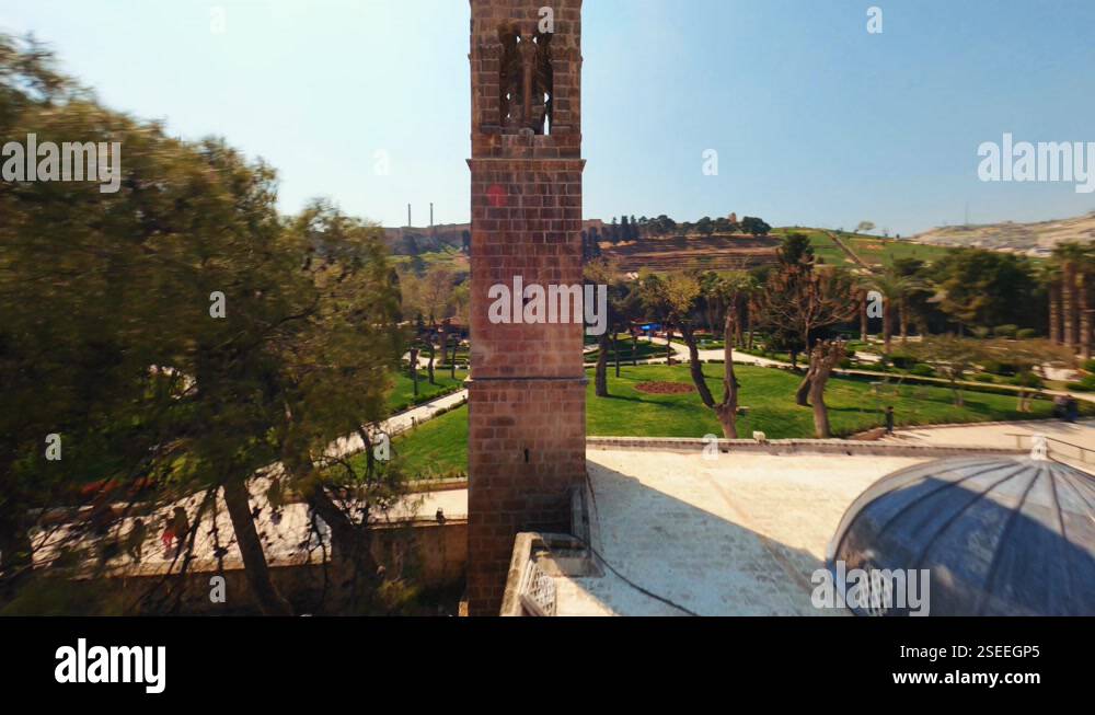 aerial view of Balıklıgol , pool of Abraham. Urfa Turkey. 4K. fpv drone ...