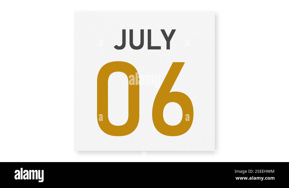 July 7 date behind crumpled paper page of a calendar, 3d animation ...