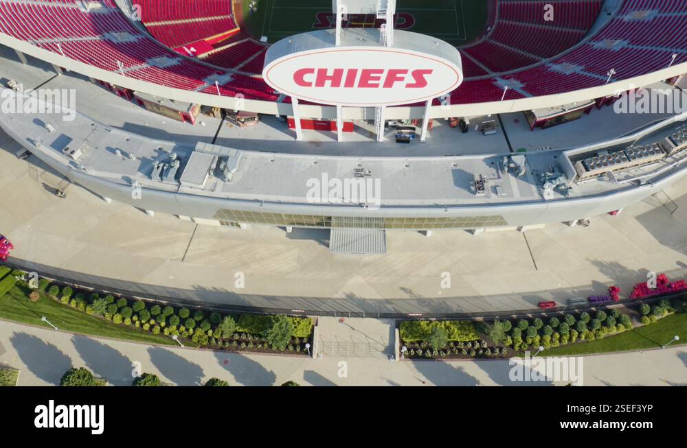 Aerial Pan Up Reveals Arrowhead Stadium, Home of the Kansas City Chiefs ...