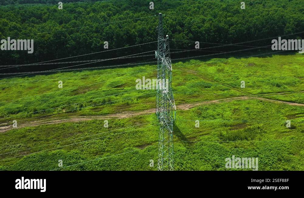 Large Transmission Towers in the Countryside. Different Types of Electricity Stock Video Footage ...