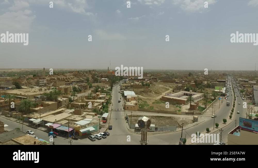 aerial footage of Hit Euphrates river in Al-Anbar city Stock Video ...
