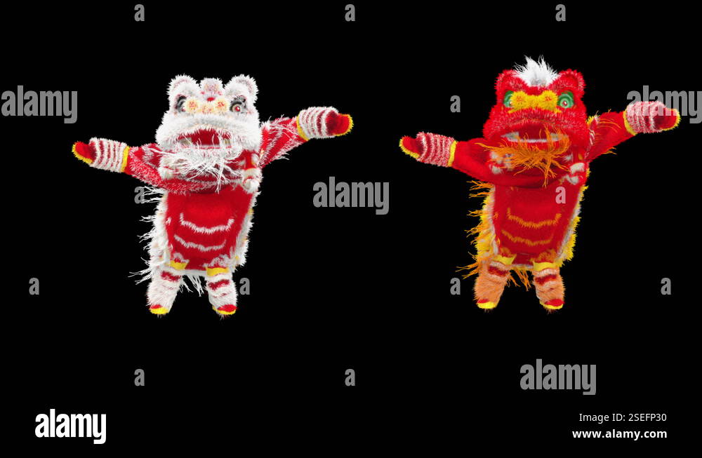 Chinese New Year,Lion Dancing,with Alpha matte Stock Video Footage - Alamy