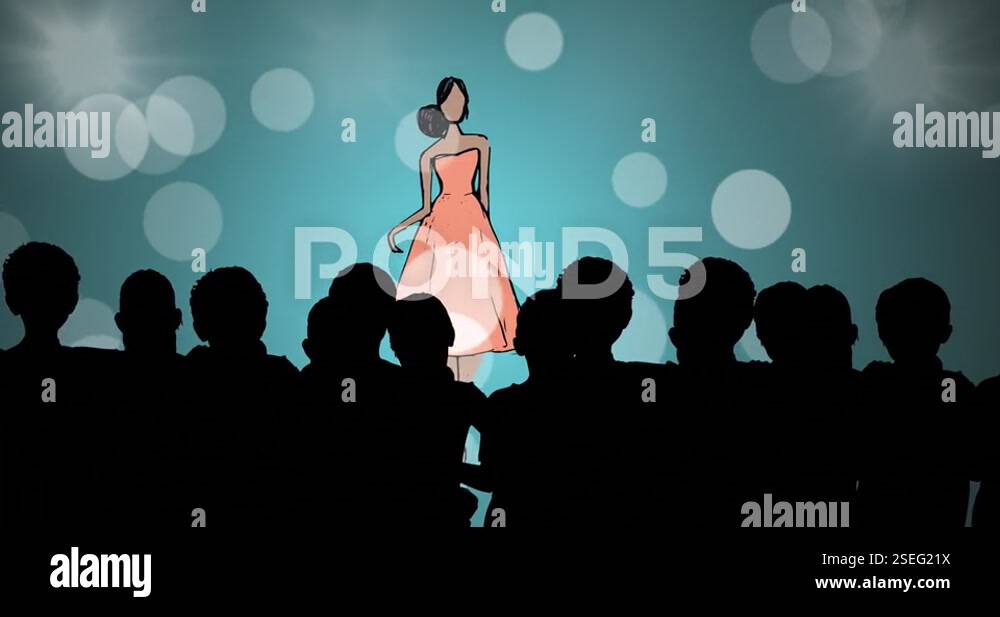 Animation of fashion drawing of model on catwalk at fashion show, on ...