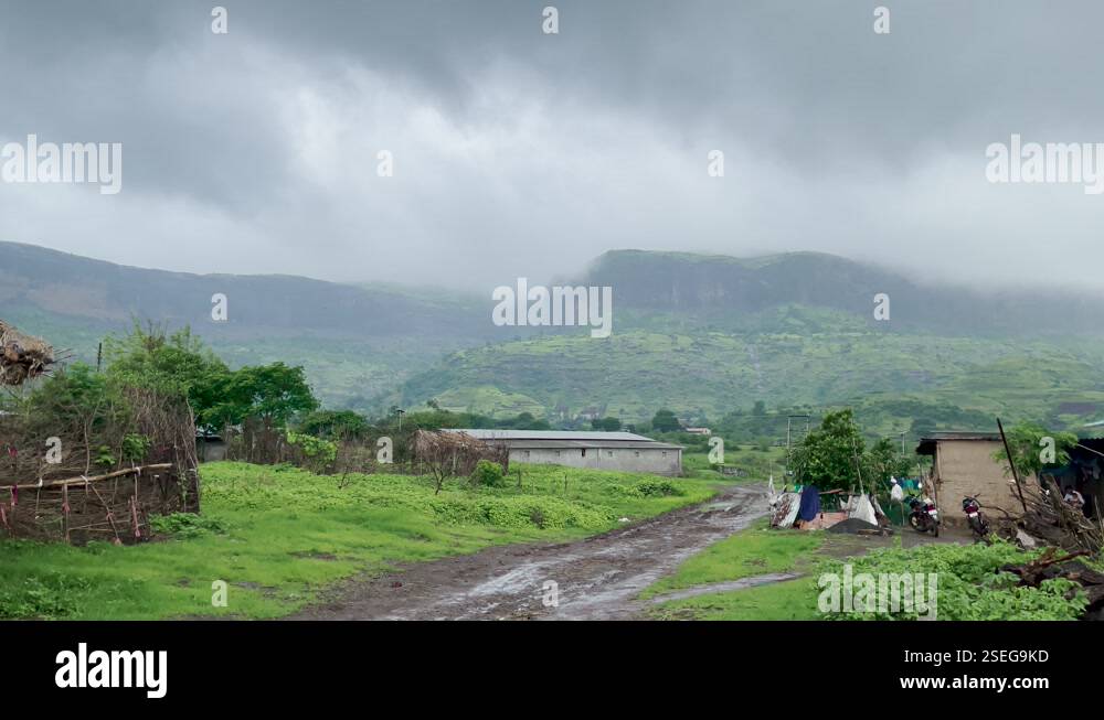 Rain At The Rough Road With A View of Mountain Range In Brahmagiri ...