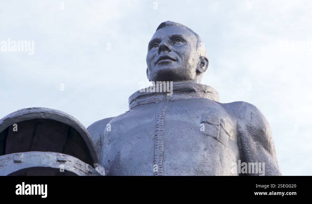 Statue Of Yuri Gagarin, Soviet Cosmonaut, At The Town Square In ...