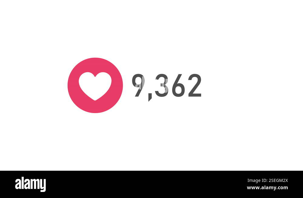 Increasing number counter of heart, love icon. Social media network ...