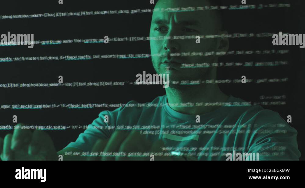 Male Programmer Working Typing Coding Analyzing Data With Innovation