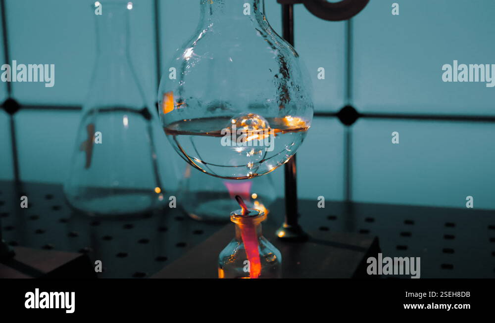 Synthesis of organic matter in a chemical laboratory. Distillation of ...