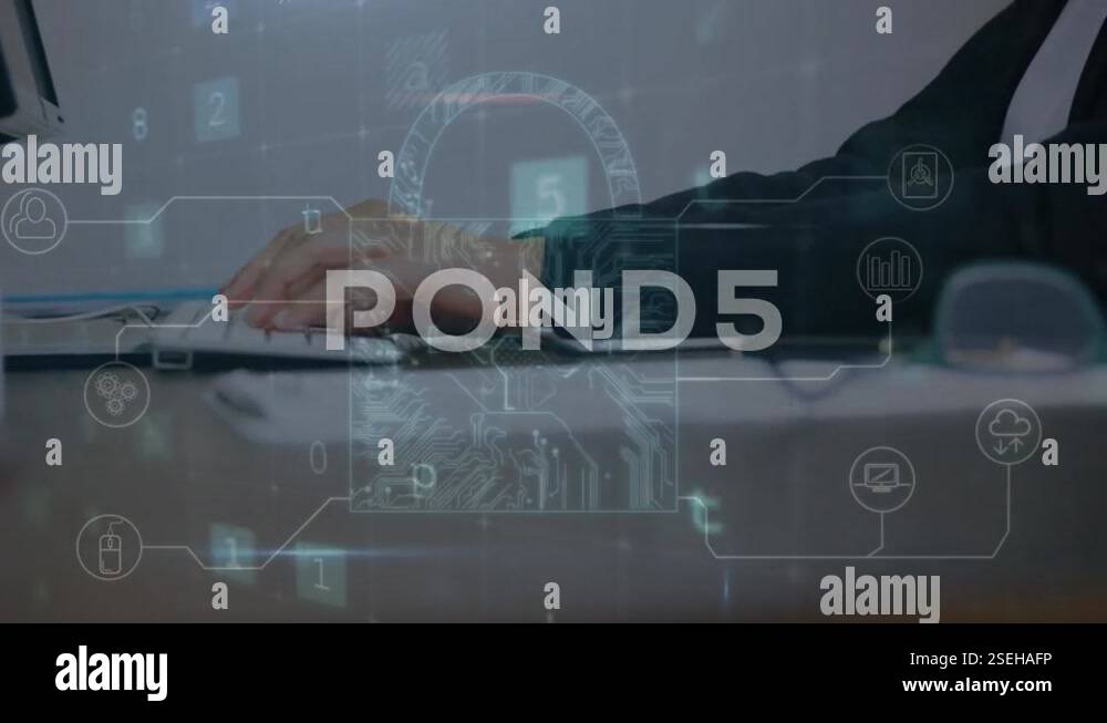 Animation of cyber attack warning over man using computer Stock Video ...