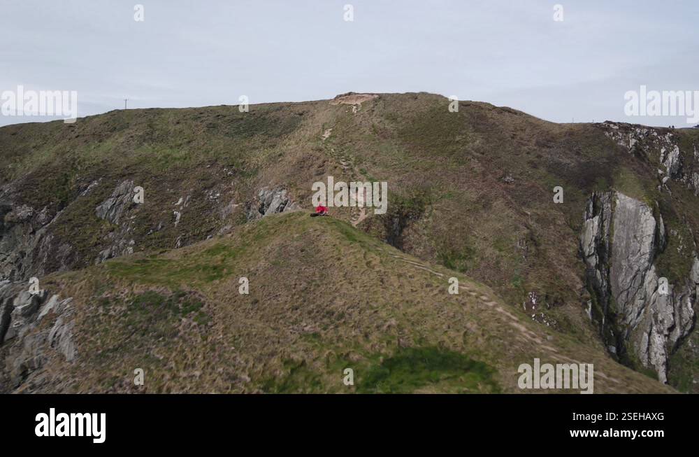 Adieu goodbye at Howth Dublin Ireland peak mountains aerial Stock Video ...