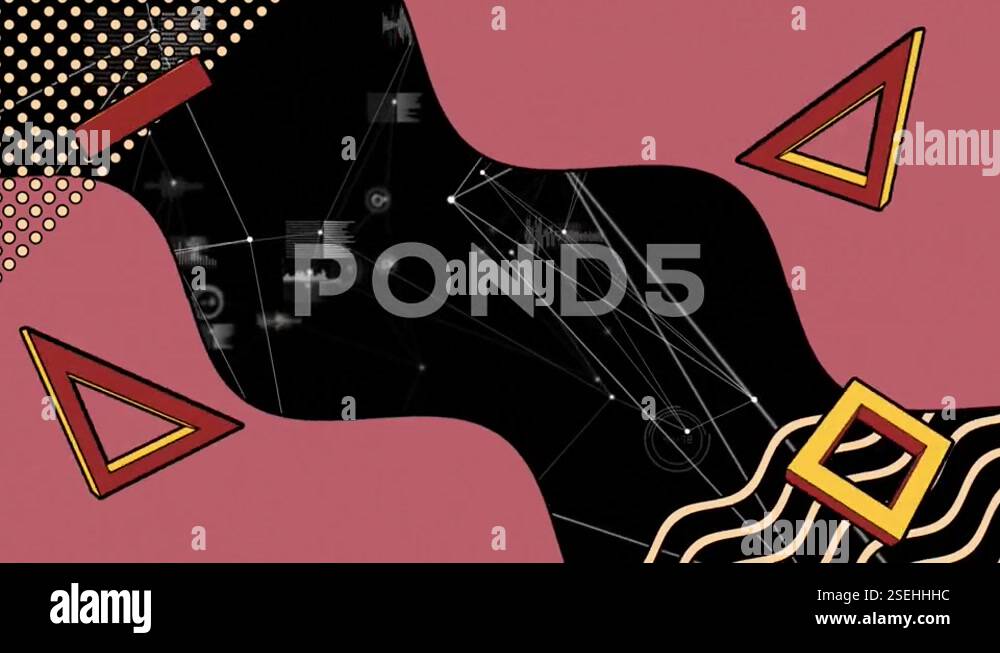 Animation of abstract retro shapes with networks of connections Stock ...
