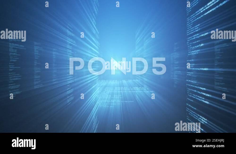 Digital animation of multiple screens with data processing against blue ...