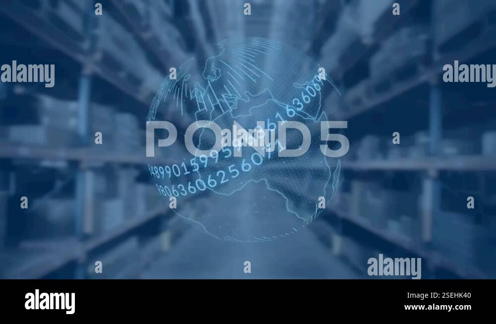 Digital animation of binary coding data processing over spinning globe against Stock Video ...