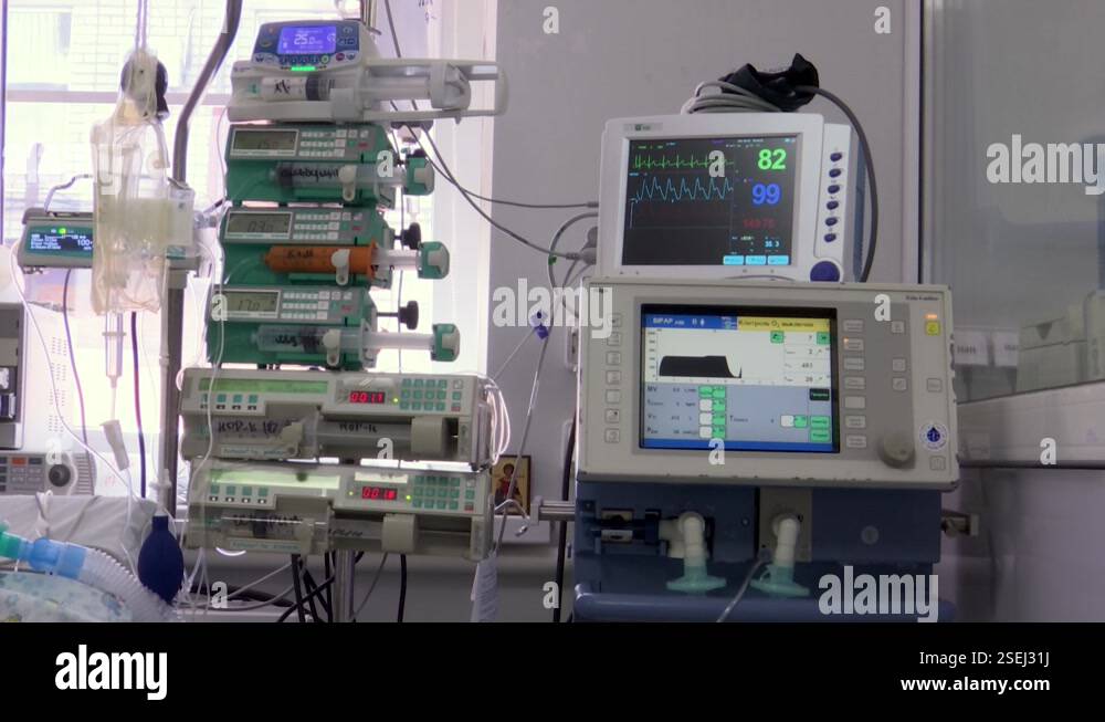 Mechanical Ventilation Equipment. Artificial Lung Ventilation Apparatus. Covid Stock Video ...