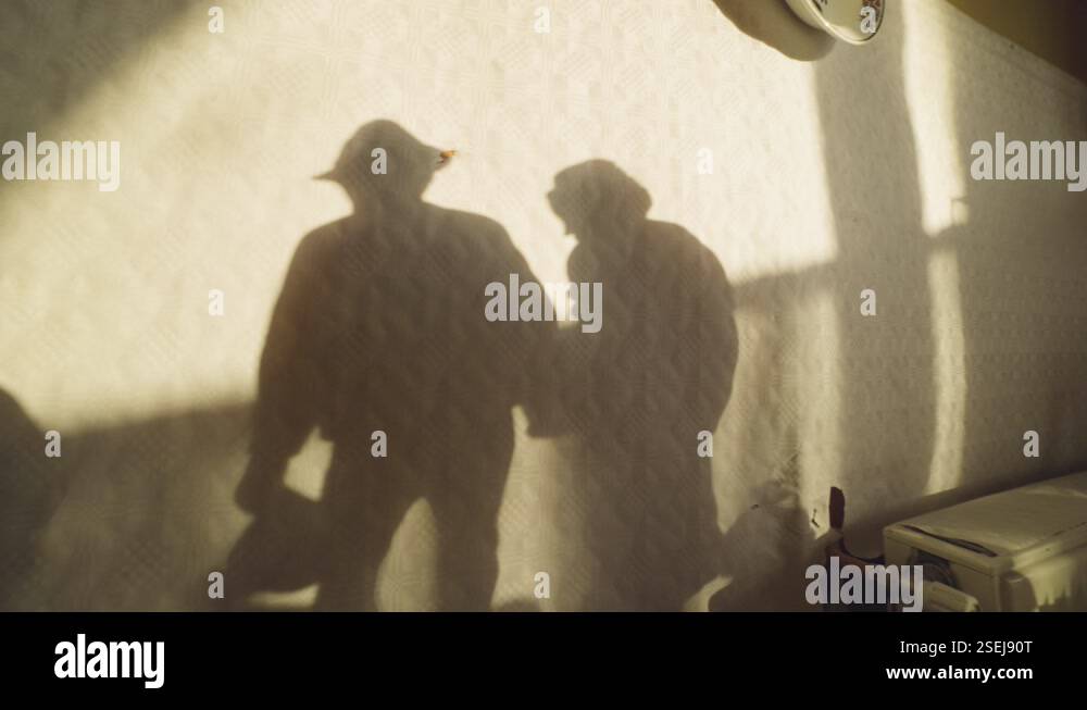 Shadow of wooden peasant statues 1 Stock Video Footage - Alamy