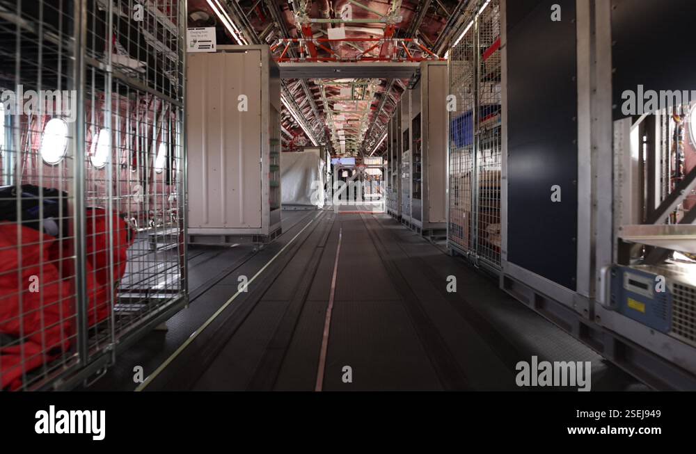 The cabin of the AIRBUS A350 aircraft for flight tests. The internal ...