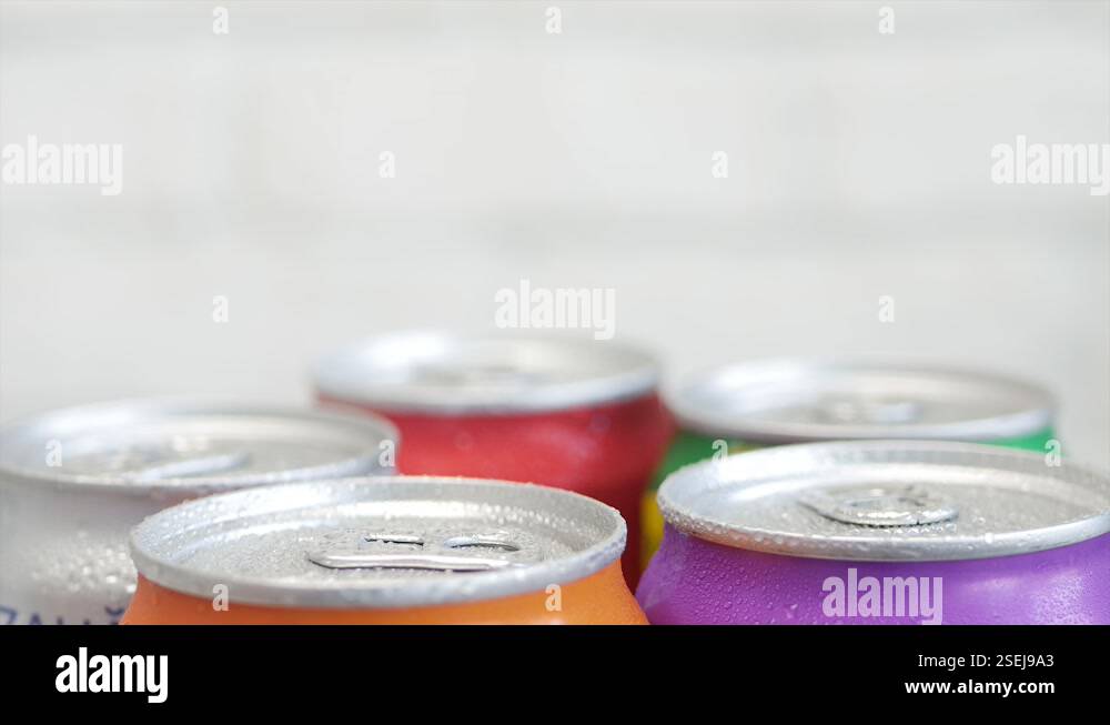 Refreshing Pop Can Drinks. Various Cold, Sweet, and Carbonated Drinks ...