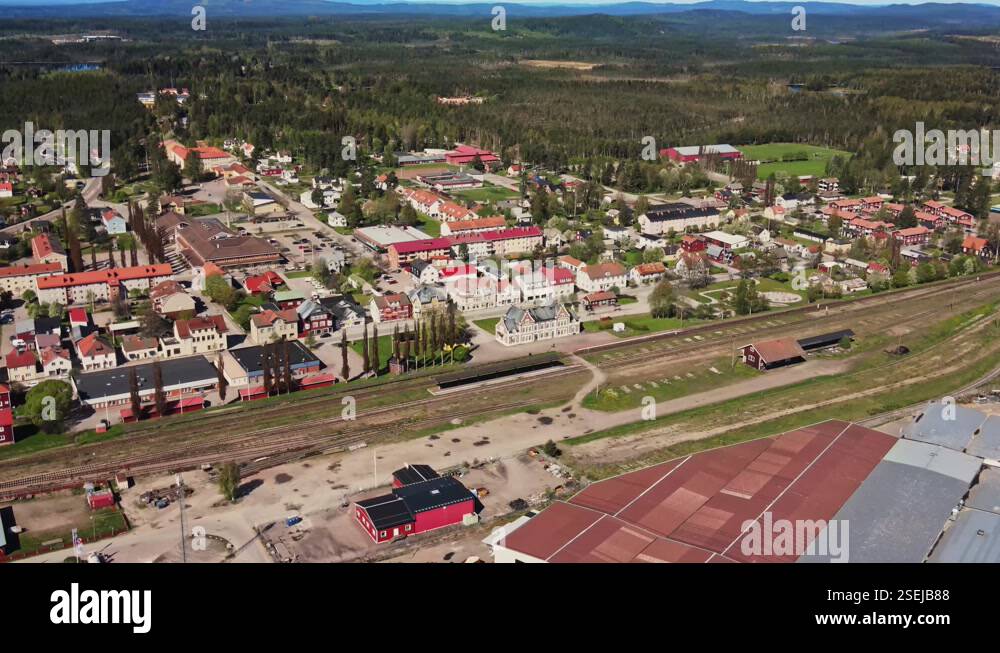 Bus And Train Station At Vansbro Near The Town In Dalarna, Sweden ...