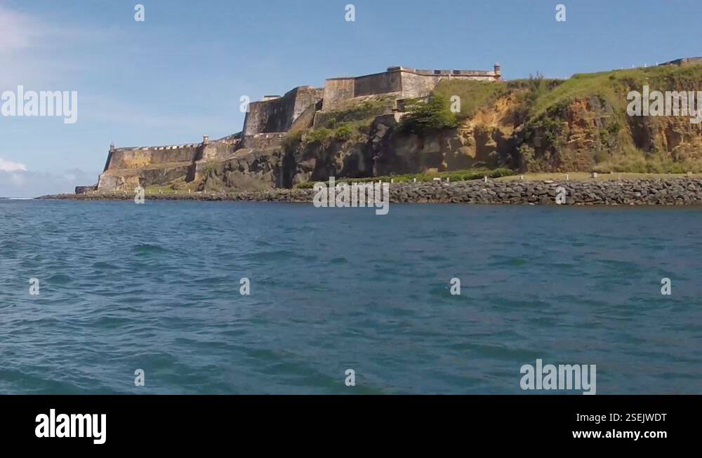 San Juan Historical Castle El Morro seen from a boat ride in Puerto ...