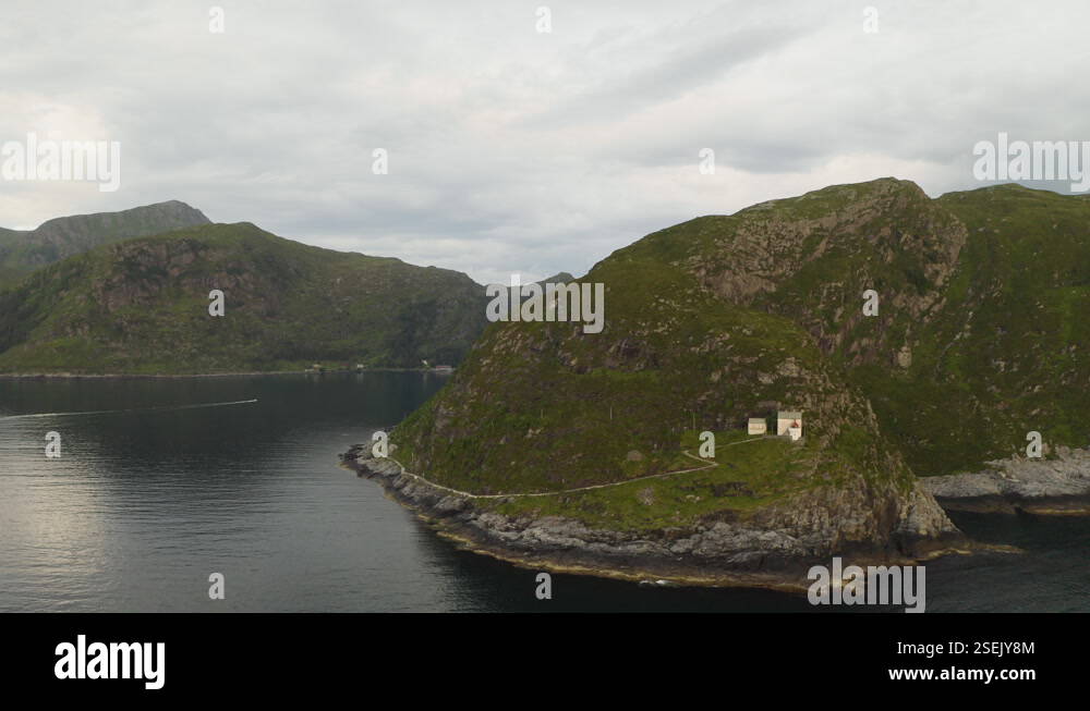 Panorama Of Hendanes Lighthouse With Island Views And Seascape In Maloy ...