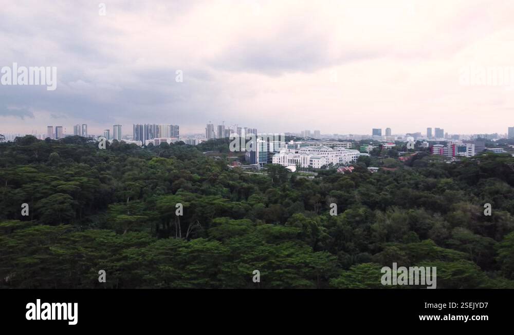 Clementi Forest horizontal panning shot overseeing Bukit Timah road ...