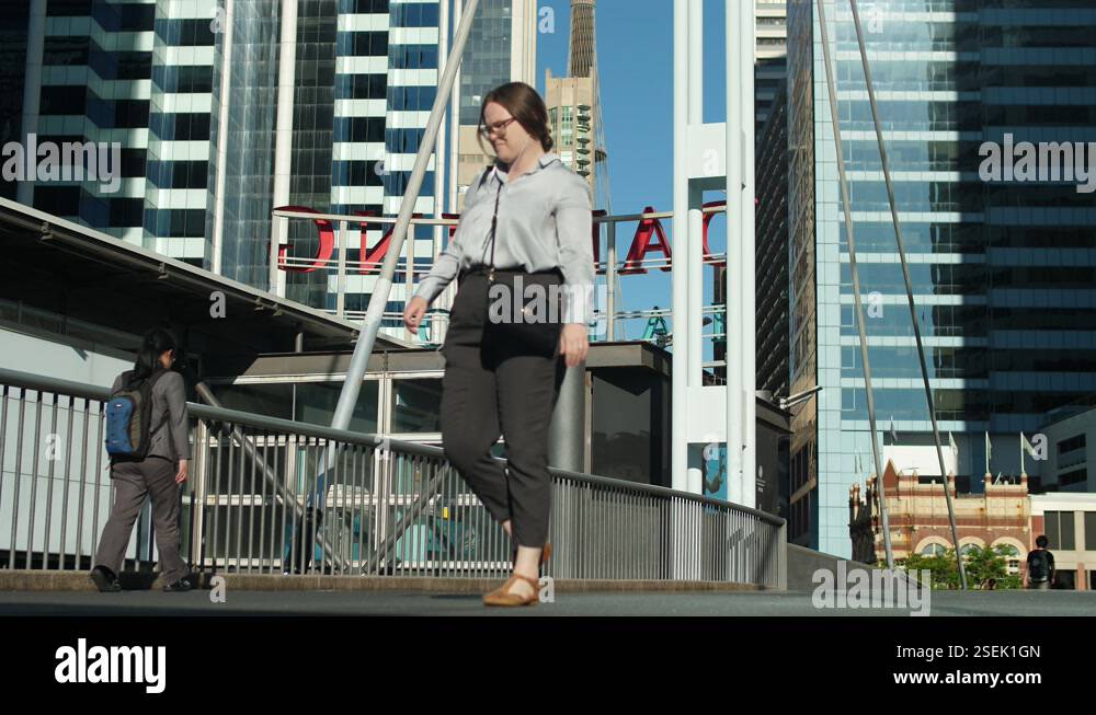 Two professional career women pass each other in Sydney 4K Stock Video ...