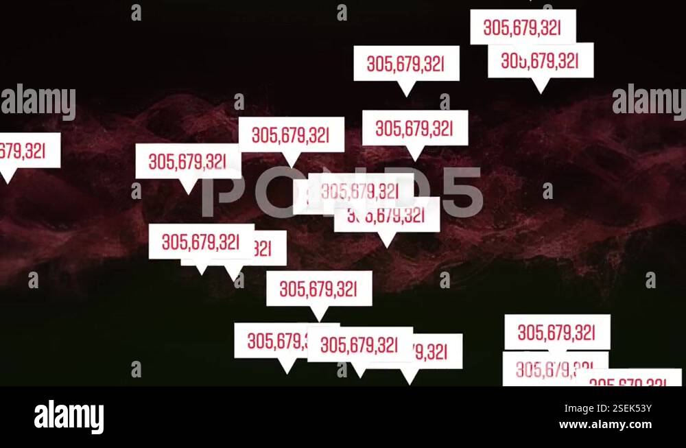 Increasing numbers on multiple speech bubbles floating against digital ...