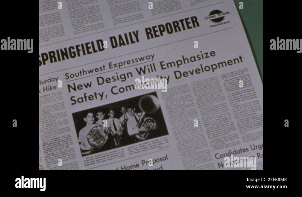 1970s: Press releases. Newspaper article on expressway. People working ...