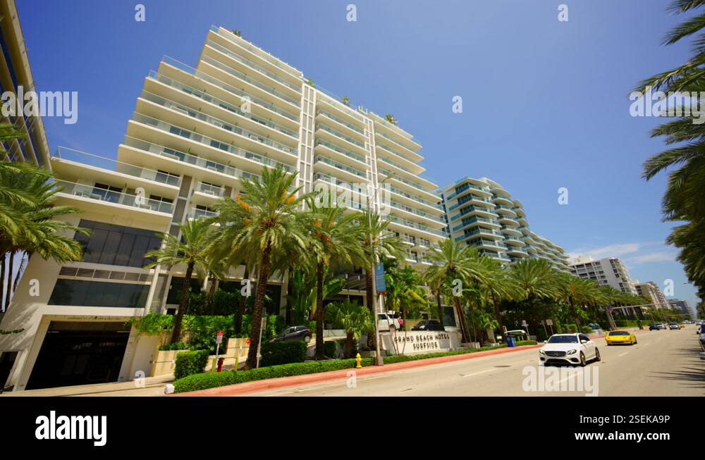 Grand Beach Hotel Surfside Miami Florida 4k motion video Stock Video ...