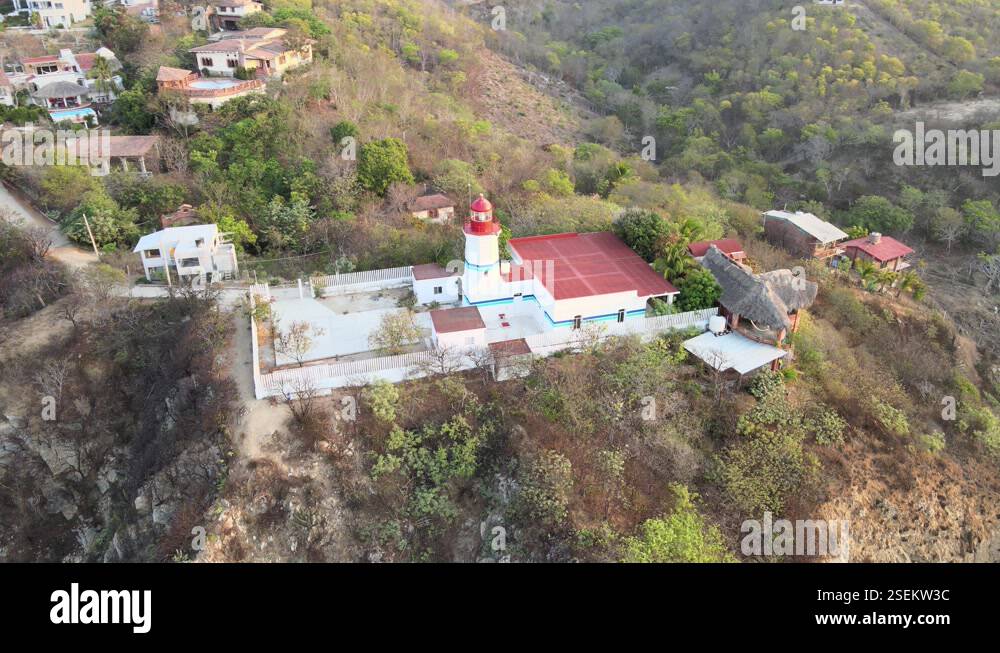 Orbital plane to left with jib up, around small lighthouse, with view ...