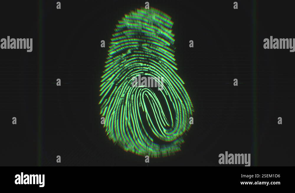 Biometrical fingerprint scanning concept animation. Security guard ...