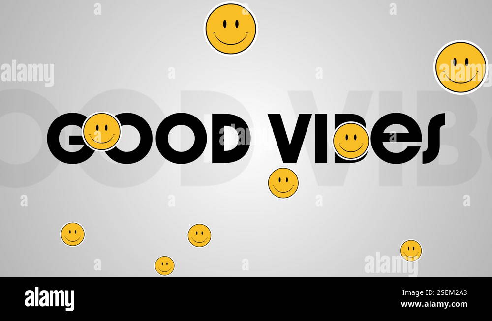 Digital animation of multiple smiling face emojis floating over good ...