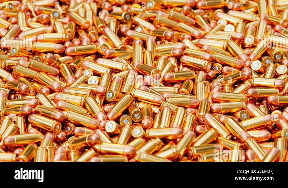 Seamless looping animation of shiny bullets. Munition depot. The ammo ...