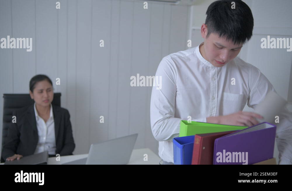 Business concept of 4k Resolution. The employee is being fired by the ...